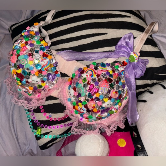 Tops | Handmade Candy Land Kawaii Rave Bra | Poshmark